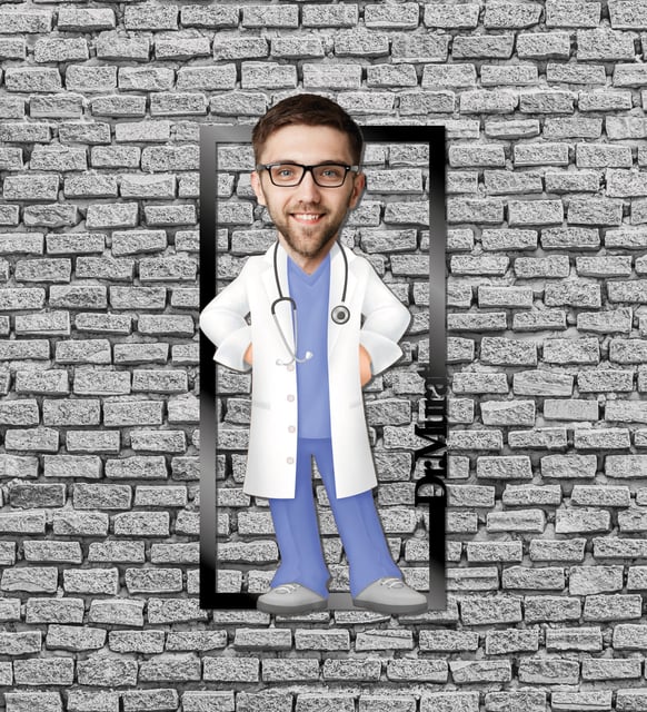 Kişiye Özel Ahşap Üzerine Karikatür Resim Baskı - Doktor