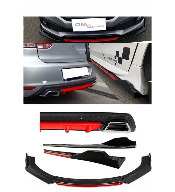 Hyundai I20 2020+ Kırmızı Renkli Şeritli Ön Lip Yan Marşpiyel Difüzör ...