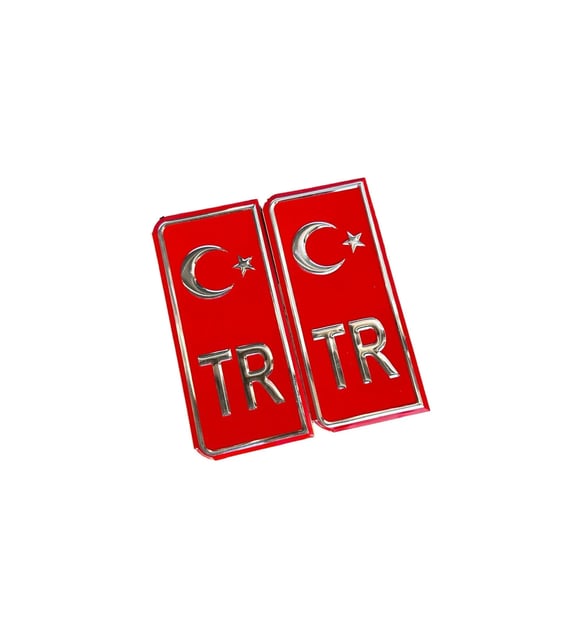 Orjinal Kromlu TR Plaka Sticker 2 Adet