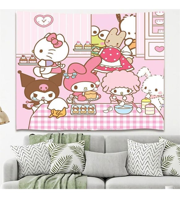 70 X 100 Cm Cute Cartoon Characters Mealtime Duvar Halısı