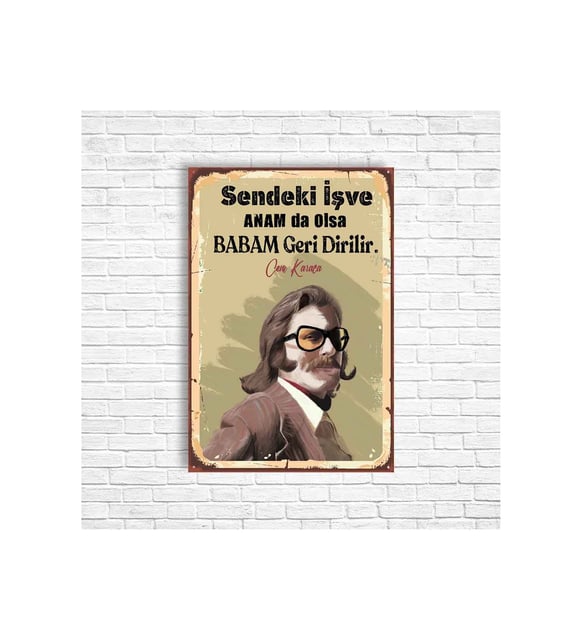 Trend Poster Cem Karaca Retro Ahşap Poster