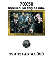 HARRY POTTER 70x50 DOĞUM GÜNÜ AFİŞİ (BRANDA) & PASTA SÜSÜ