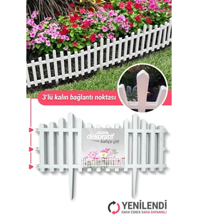 Morpanya Dekoratif Bahçe Çiti Bordür Kırılmaz Plastik Çit 10 Adet Beyaz