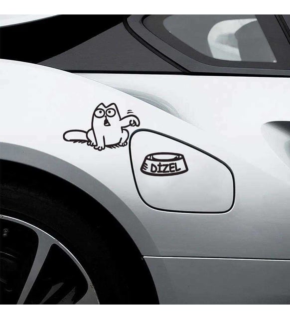 Kedi Dizel Yakıt Depo Kapak Sticker, Araba, Oto, Etiket, Tuning ...