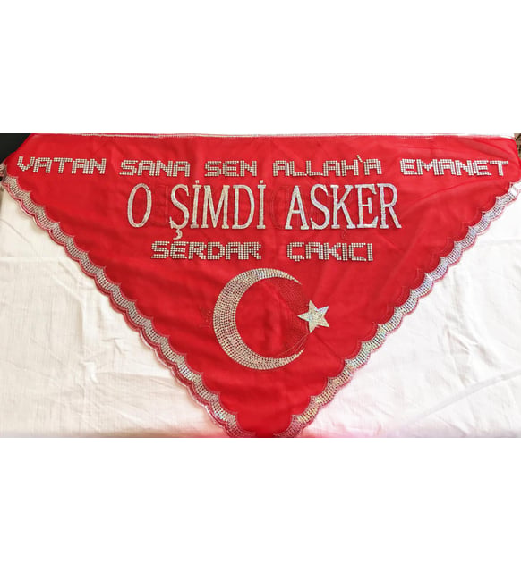 Kişiye Özel Asker Örtüsü Asker Yazması Asker Şalı