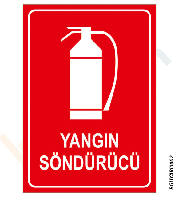 Bizerk Görsel Yangın Söndürücü Uyarı İkaz Levhası 3mm Dekota UV Baskı