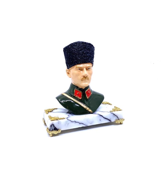 Premium Doğal Mermer Kadeli Atatürk Heykeli R1