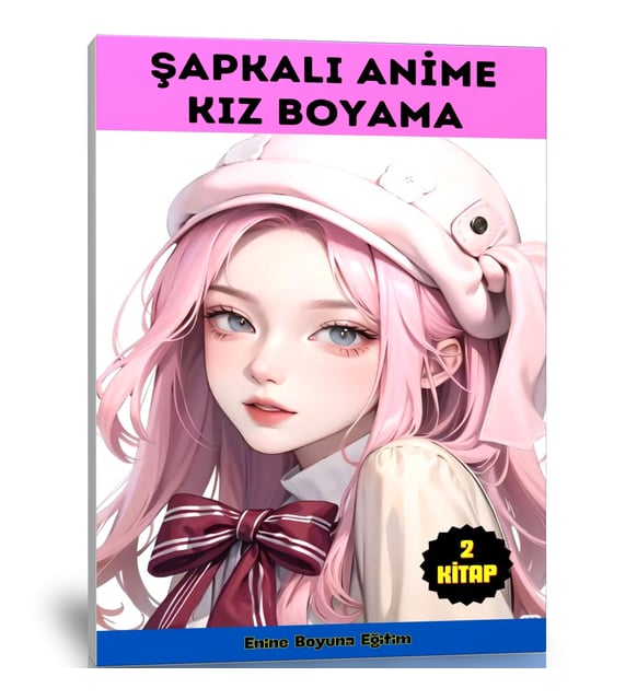 Şapkalı Anime KIZ Boyama Kitap Seti (2 Kitap)