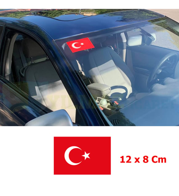Türk Bayrağı Ön Cam Oto Sticker Araba Yapıştırma Etiket Çıkartma (12 x ...