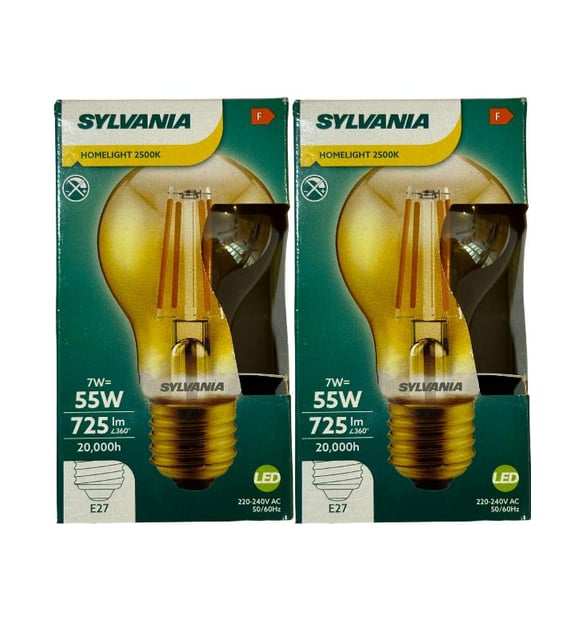 Sylvania 7W 2500K (Sarı Işık) E27 Duylu Rustik Led Ampul (2 Adet)
