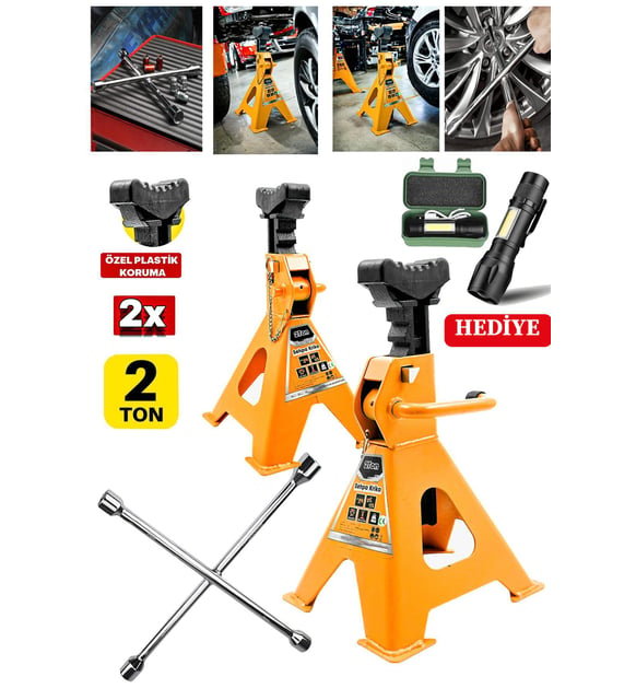 Germany 2Ton Kapasiteli 4 Ayaklı Kriko Standı 2x Çift Kriko Sehpası ...