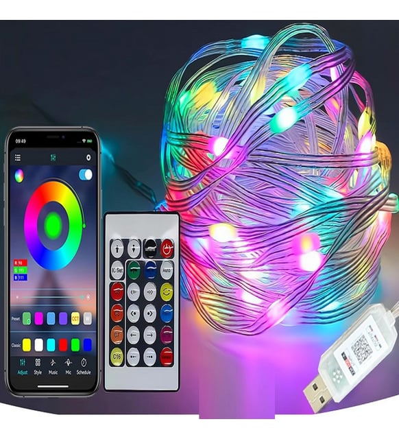 YILBAŞI AĞACI IŞIĞI NOEL IŞIĞI RENKLİ LED IŞIK IP65 10 METRE USB KUM ...