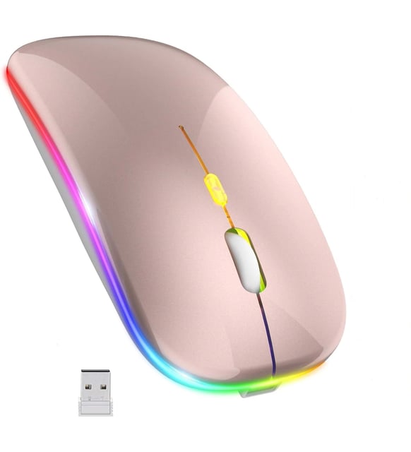 Rose Gold RGB Şarjlı Kablosuz 1600DPI Işıklı Kablosuz Mouse Bwm6