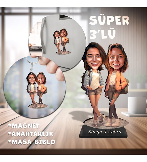 Caricature Gift Shop ® I Kişiye Özel Karikatür Figür I Ahşap Masa Biblo ...