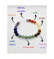 Sertifikalı Kristal Kuvars Ametist Kaplan Gözü Akik Doğal Taş Bileklik 8 mm