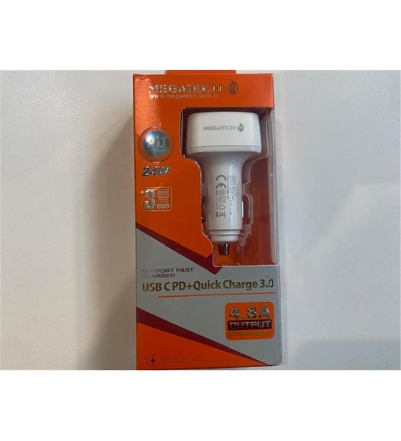 Megatech MTC-05 Beyaz 24W 4.8A 2 USB 1 PD Araç Çakmaklık Şarj Başlığı ...