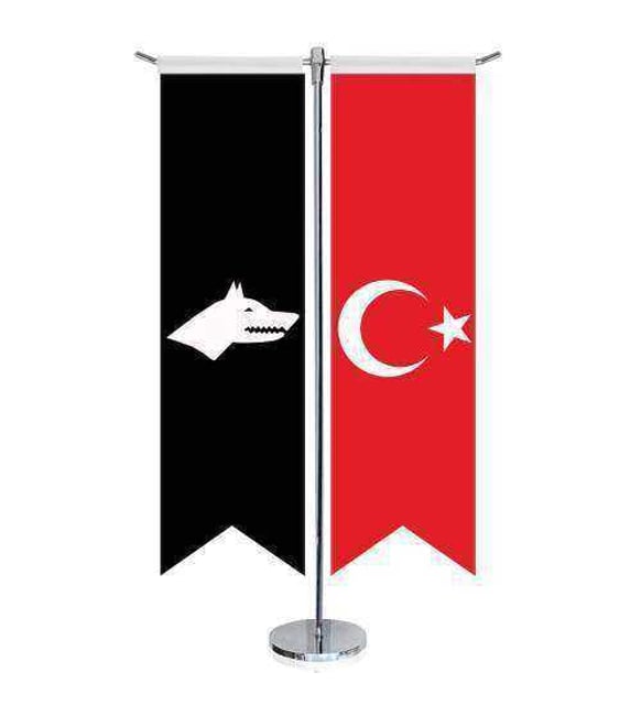 Siyah Beyaz Göktürk Bayrağı - 17 Eski Türk Devletleri ve Türkiye -Saten ...