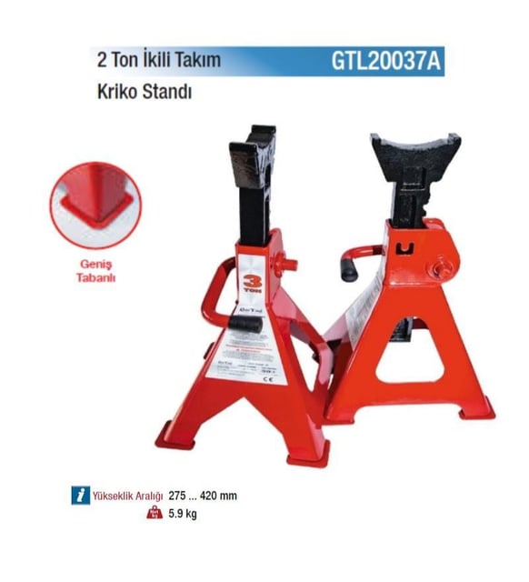 Gar Tool 3 Ton Araç Altı Sehpa İkili Set GTL20038A