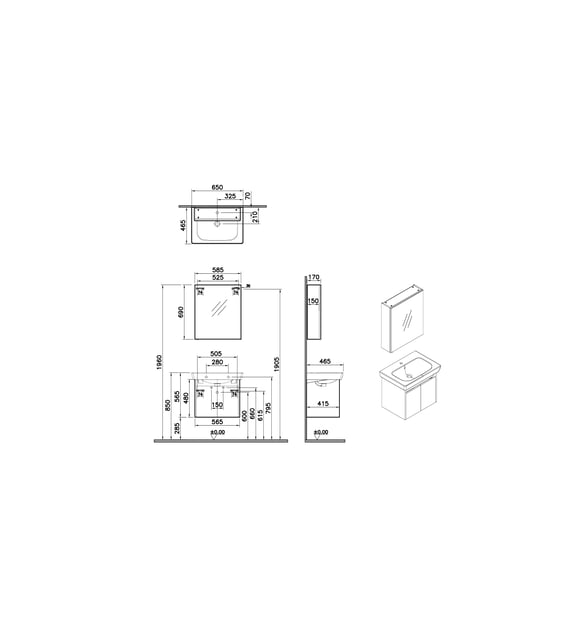 VitrA Step Demonte 67707 Banyo Dolabı Seti, 65 cm, Parlak Beyaz & Altın ...