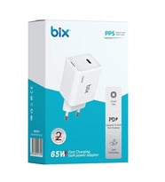 BİX BX1P65G-WE 65W ŞARJ ADAPTÖR (TYPE-C) Beyaz PPS ÖZELLİKLİ