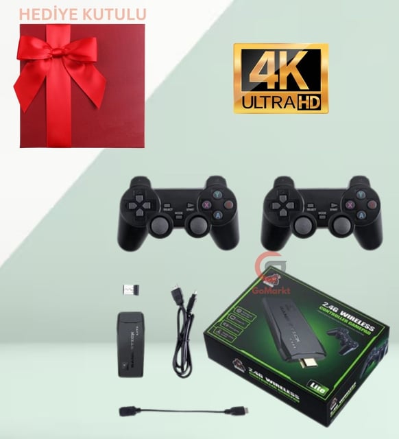 Gaming Atari 2.4G 64GB 4K Çift Kollu Retro Atari 20000 Oyun - Hediye Kutulu