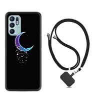 Oppo Reno 6 Kılıf Resimli Boyun Askılı İpli Desenli Silikon Series Moon ...