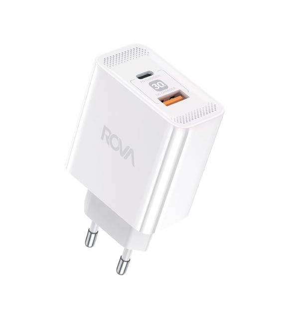 Rova SB102 Pd + QC3.0 GaN Hızlı Şarj Başlığı 30W - Type-C ve USB Çıkış ...