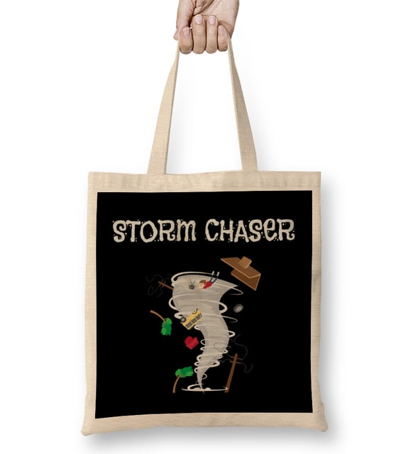 Cute Storm Chaser Tornado Lovers Severe Weather Bez Çanta Uzun Saplı