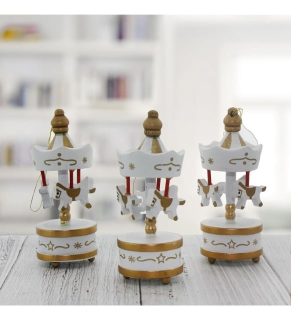 Mini Atlı Karınca Beyaz 6lı Set Nostaljik El Yapımı Hediyelik Süs Eşya