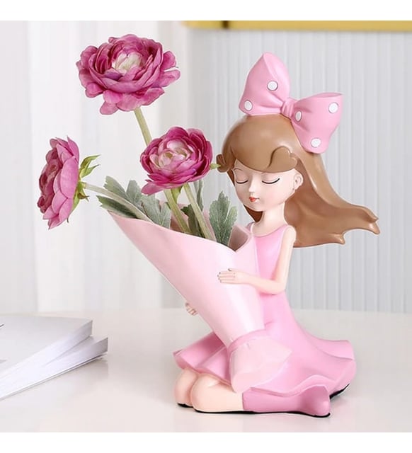 FLORADA YENİ ŞİRİN BUKETLİ KIZ VAZO, DEKORATİF BİBLO