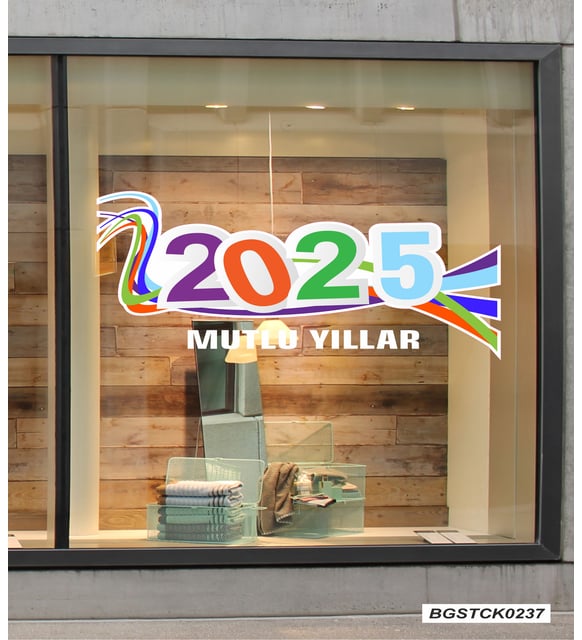Bizerk Görsel Yeniyıl 2025 Vitrin Mağaza Mutlu Yıllar Yılbaşı Duvar Cam ...