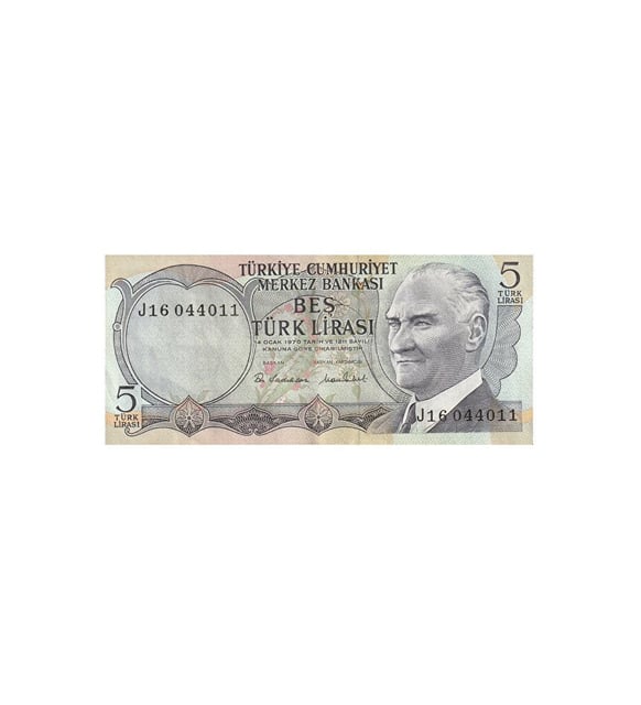 6. Emisyon 5 Türk Lirası (044-011) ççt/ça güzel numara Eski kağıt para
