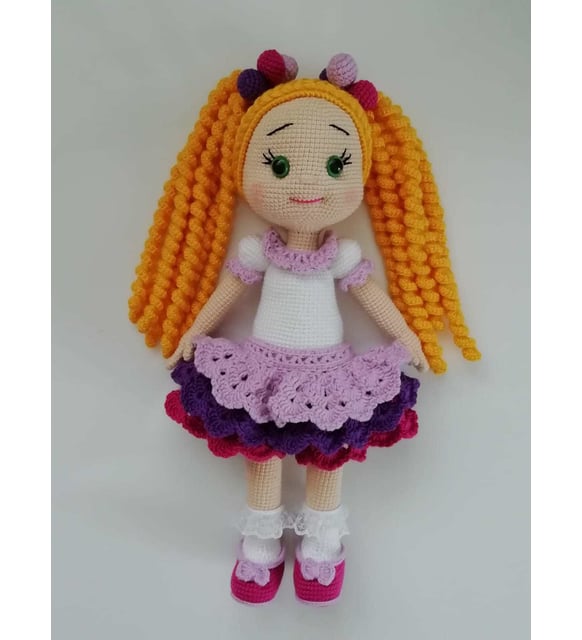 Örgü Saçlı Şirin Şeker Bebek Amigurumi Organik Oyuncak