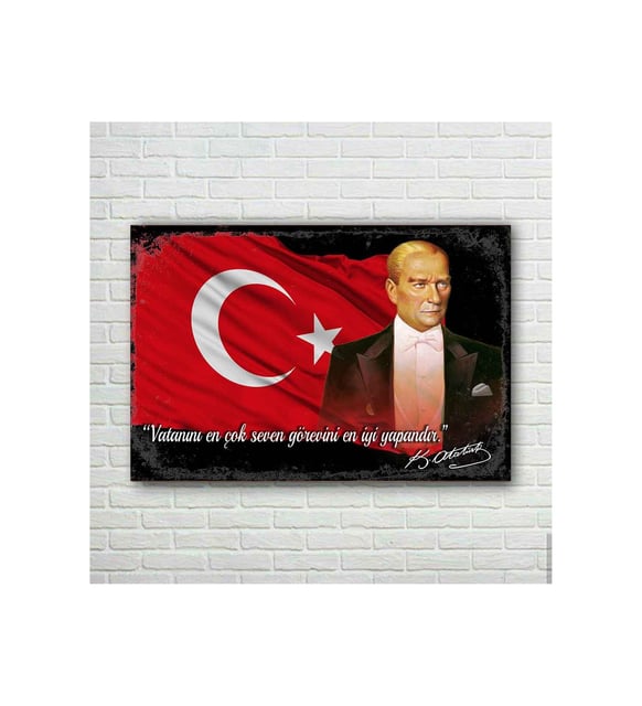 Trend Poster Atatürk Retro Ahşap Poster