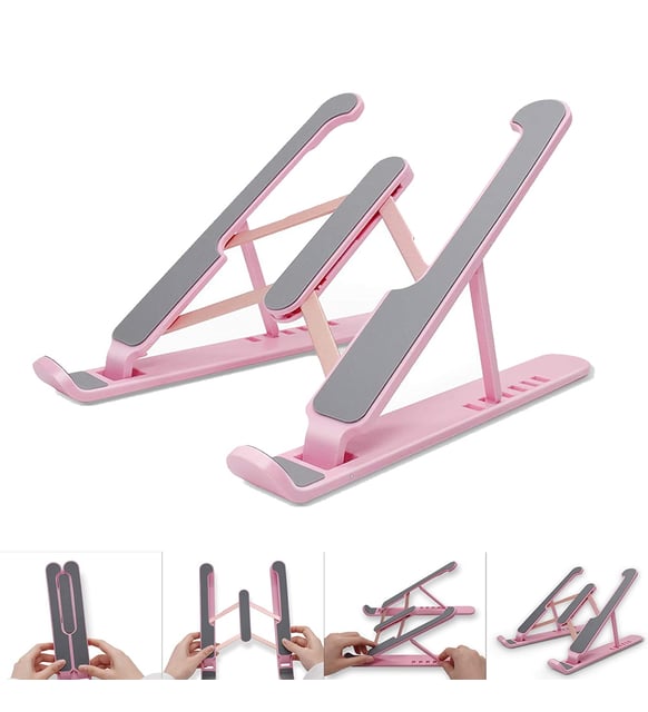 Pembe Taşınabilir Dizüstü Bilgisayar - Tablet Standı Katlanabilir