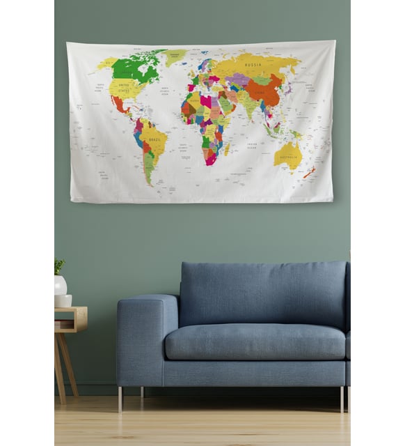 Duvar Örtüsü / Halısı Dünya Haritası Kanvas Kumaş -3955