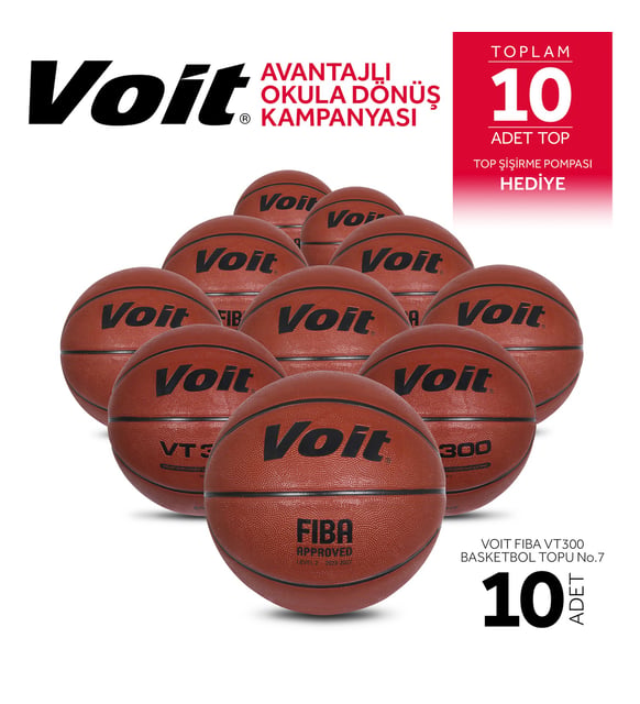 VOIT VT300 FIBA ONAYLI BASKETBOL TOPU NO:7 - 10 lu SET / ŞİŞİRME ...