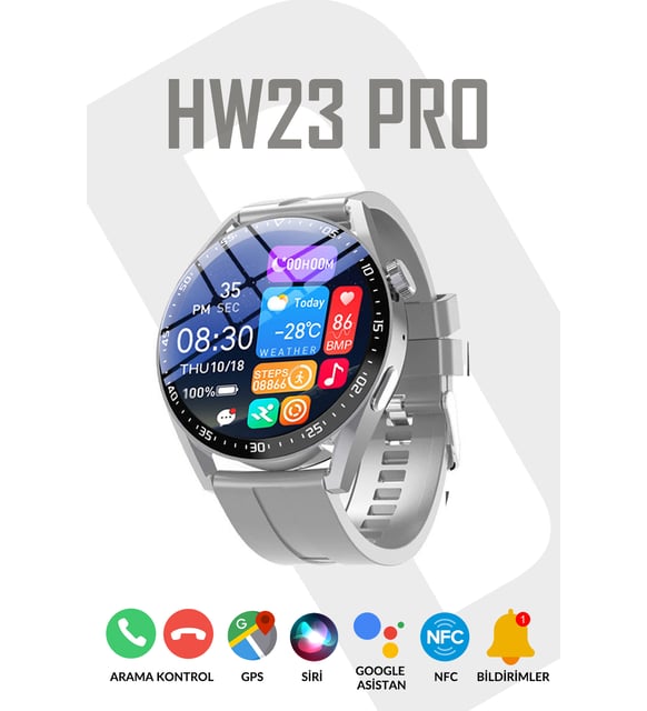 Watch Classic Series HW23 Pro Çift Kordon NFC/Siri/Takip Özellikli ...