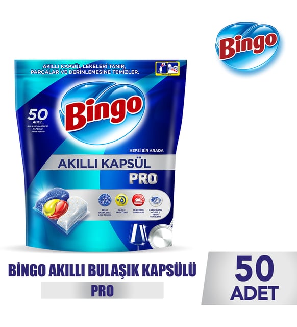 Bingo Akıllı Kapsül Pro Bulaşık Makinesi Deterjanı Tableti 50'li