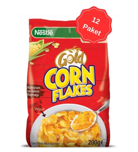 Nestle Gold Corn Flakes Mısır Gevreği 200G x 12 Adet