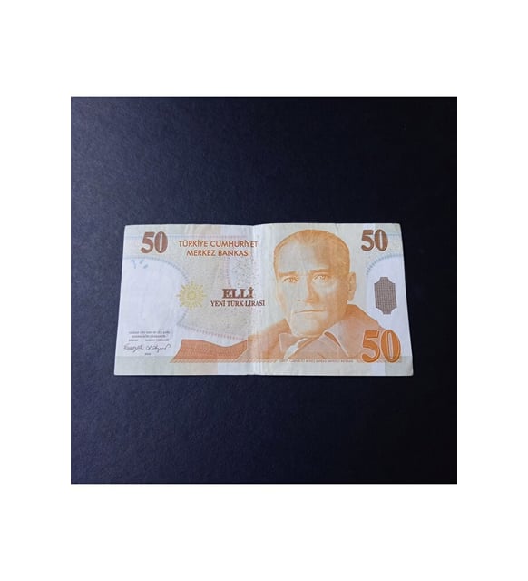 8.emisyon 50 yeni türk lirası A27 temiz+/çt (YTL) Eski kağıt para
