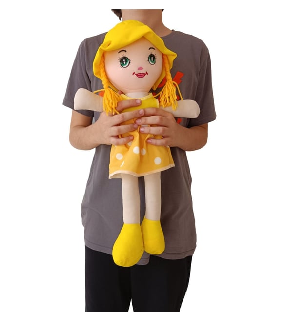 Nostaljik Uyku Arkadaşı Sarı Bez Bebek Hediyelik Kız Oyuncak 50 Cm ...