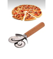 Çift Başlıklı Ahşap Saplı Pizza Kesici Hamur Kesici