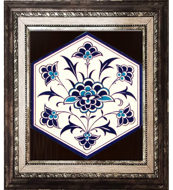 Armada Çini 21x23 Cm AL 1 İznik Rumi Desenli Altıgen Çini Pano