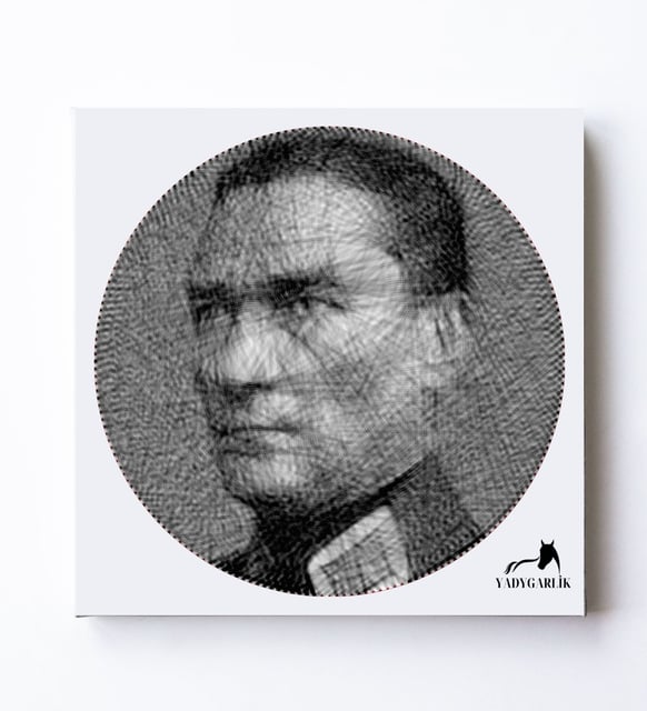 Mustafa Kemal Atatürk Askerlik Portresi Filografi Tablosu - 50x50 cm El ...