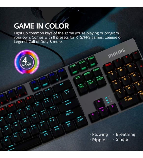 Philips SPK8404 Mekanik Gaming Oyuncu Klavyesi RGB LED IŞIK (Kablo ...