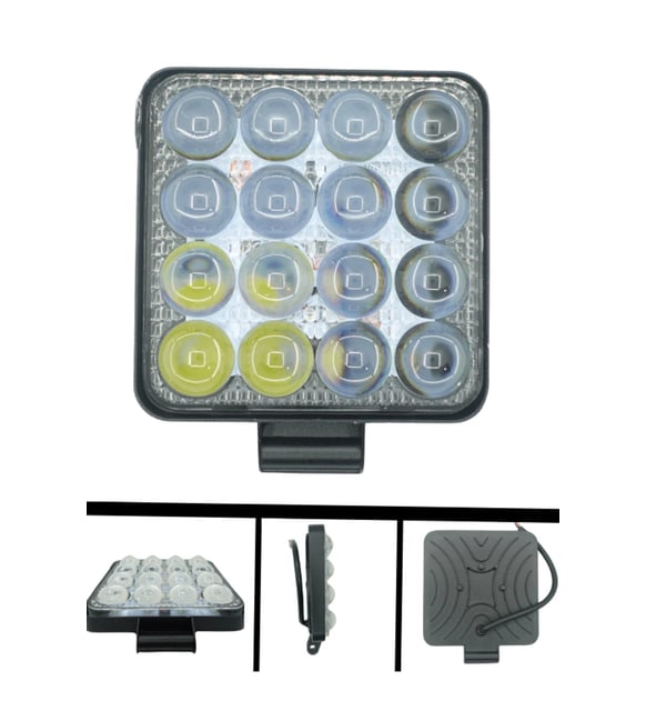 Off Road Beyaz Işık Sis Farı Lambası 16 Led Kare