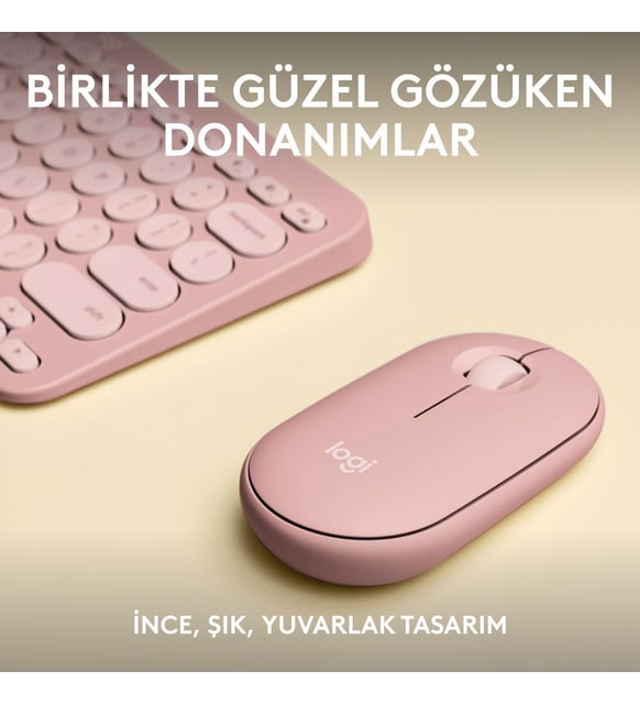Logitech Pebble 2 Combo Kablosuz Klavye Mouse Seti 920­012247 - Pembe