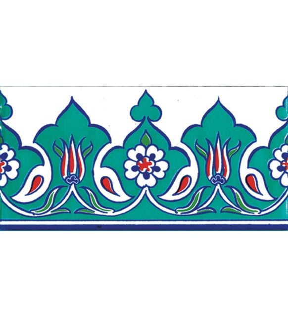 Armada Çini 10x20 Cm KS 22 Taç Desenli İznik Seramik Çini Bordür