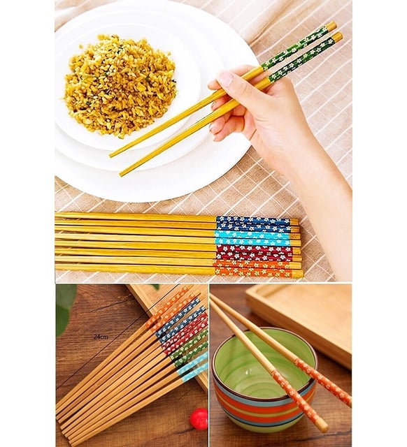 Bambu Chopstick Çubuk Yemek Çubuğu Yıkanabilir Tekrar Kullanılabilir (3 ...